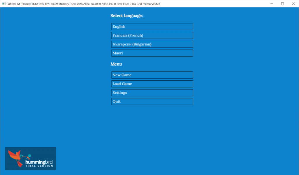 Hummingbird 1.4 - UI development for consoles with full user control