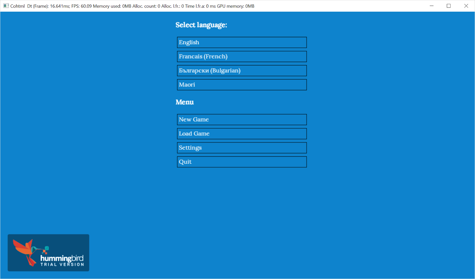 Hummingbird 1.4 - UI development for consoles with full user control